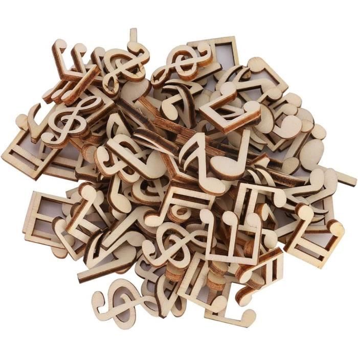 100 Pièces De Décoration De Mélange De Notes De Musique En Bois ...