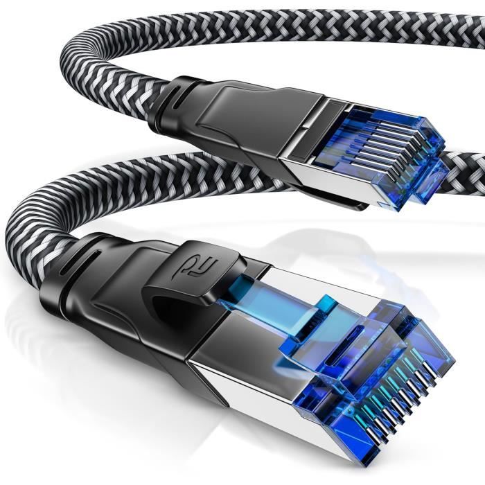 CSL - Câble réseau CAT.8 40 Gbits - 10 m - Gaine en coton - Câble réseau LAN RJ45 - Câble ...