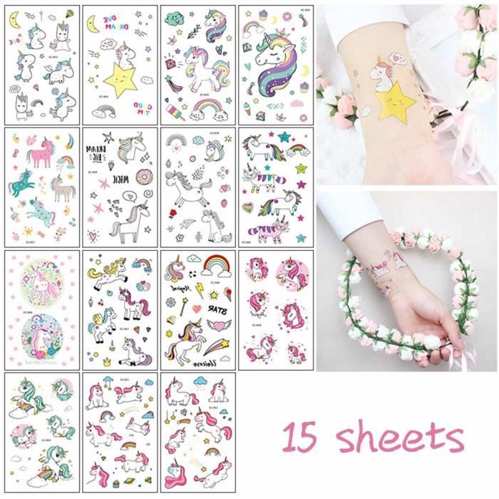 Vvikizy Autocollants de tatouage temporaire d'animaux de dessin animé ...