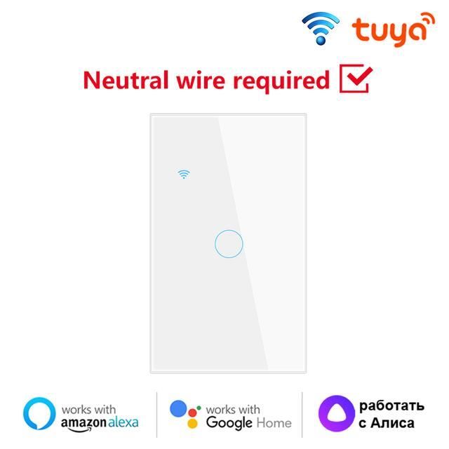 Interrupteur mural,White-1Gang--Interrupteur Intelligent Wifi Us, Fil ...