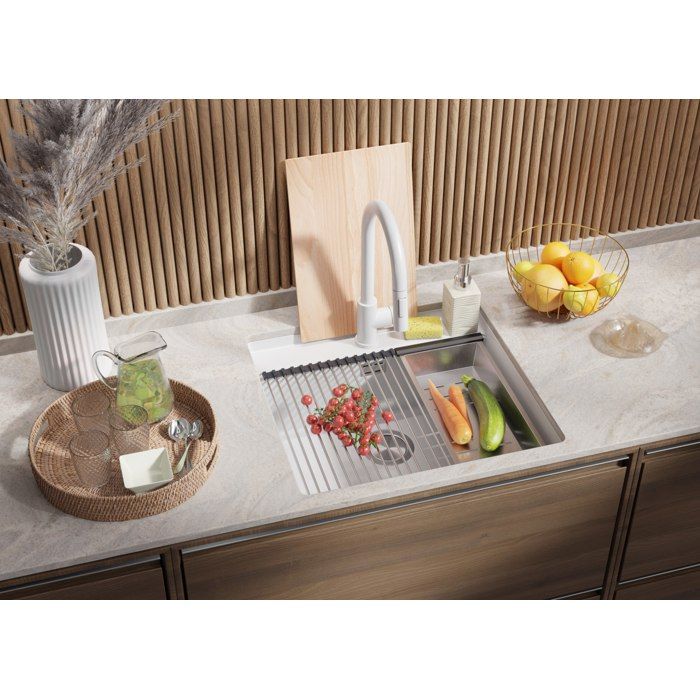 PRIMAGRAN, Evier Sous Plan Tout Blanc 56x53cm, Kit de Vidage ...