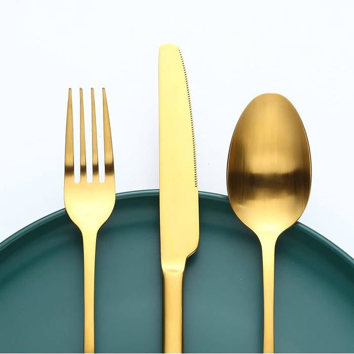 Set de couverts de table dorés pour 6 personnes 24 pièces en acier ...