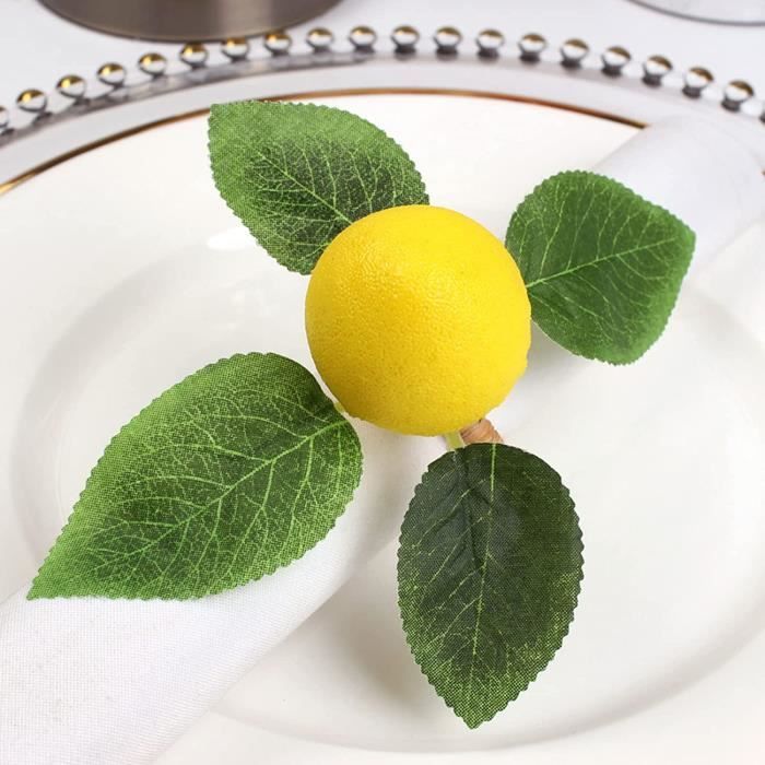 Lot de 4 ronds de serviette en forme de citron, faits à la main ...