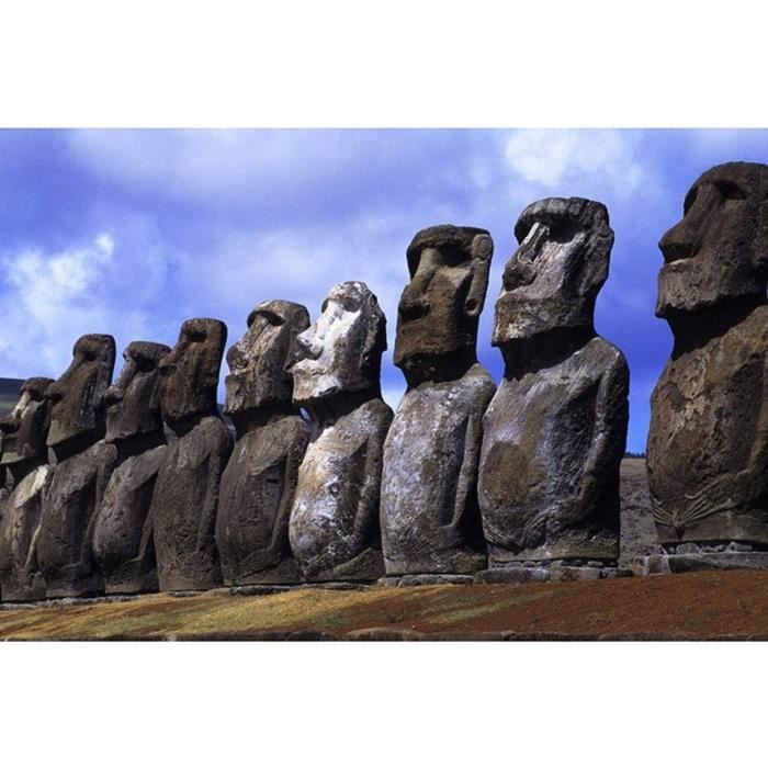 Monolithe AHU Akivi Moai de l'Île de Pâques Statue de Jardin polyrésine ...