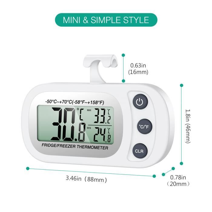 Thermomètre de Frigo Congelateur ORIA, Thermomètre de Réfrigérateur ...