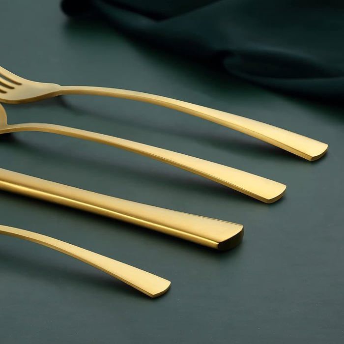 Set de couverts de table dorés pour 6 personnes 24 pièces en acier ...