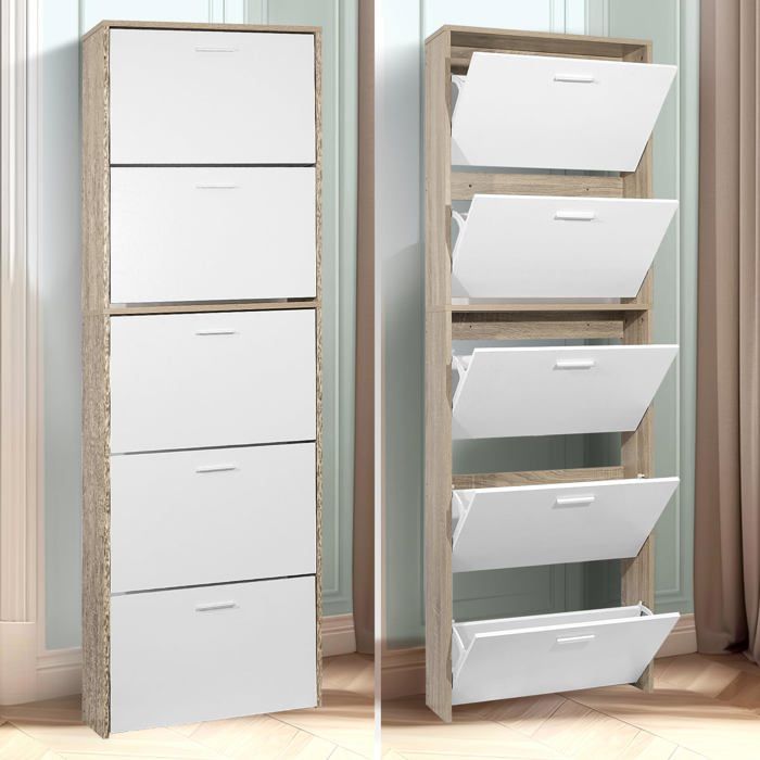 CASABEL Meuble chaussures - Armoire Rangement Grande Capacité 15 Paires ...
