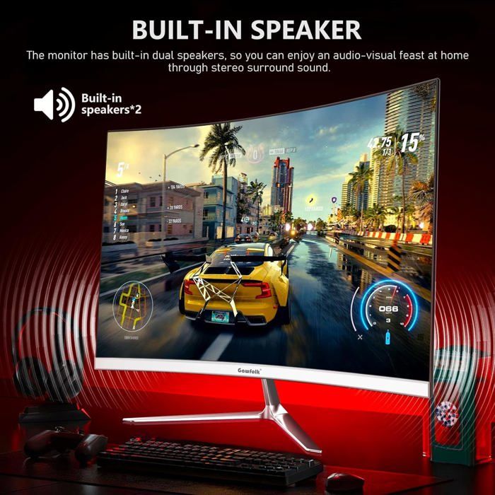 Écran PC incurvé gaming - LEVYS - 24,5 pouces - 120 Hz - 3000R - FHD ...