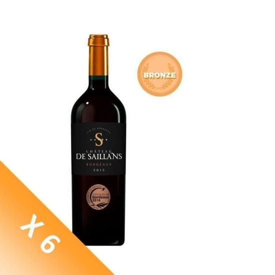 CHÂTEAU SAILLANS Cuvée S 2016 - Vin de Bordeaux - Rouge - 75 cl x 6 - La cave Cdiscount