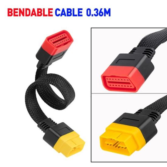 36 cm pliable - Câble THINKDIAG 16 broches mâle à femelle OBD2 câble ...