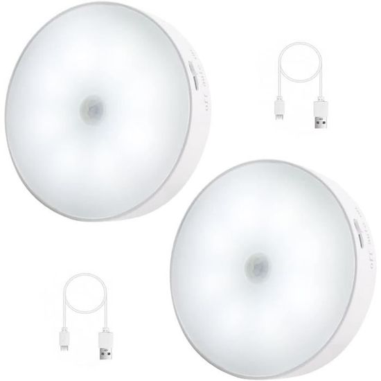 2 Pcs Veilleuse Led Automatique Usb Auto Lampe Detecteur De Mouvement ...