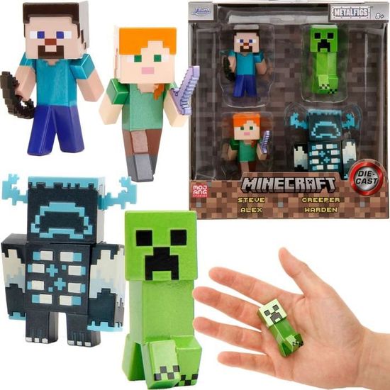 Minecraft Set de figurines en métal Steve Alex Creeper Warden 6 cm ...