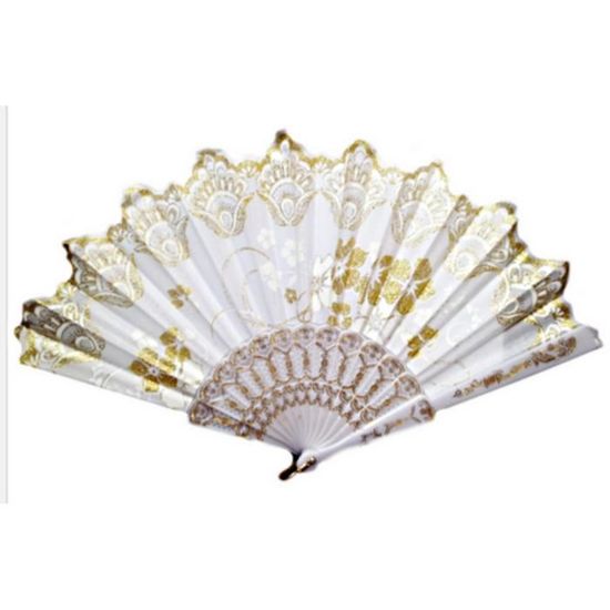 EVENTAIL BLANC ET DORE FLEUR 23 CM - Cdiscount Jeux - Jouets