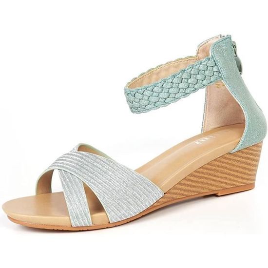 Sandales Compensées Peep Toe Sandale Mode Femme Claquettes Chaussures D ...