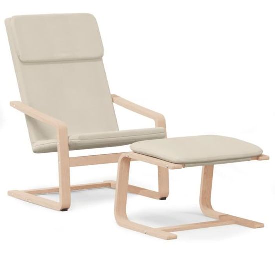 Chaise de relaxation - SALALIS - SP1454 - Crème - Tissu - Repose-pied ...