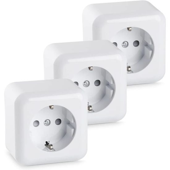Heitech Prise En Saillie Avec Terre 3X Prise Murale Avec Protection ...