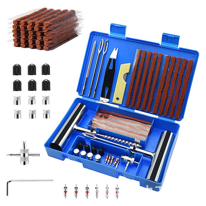 Kit réparation pneus voiture/moto, 58 pièces, anti-crevaison, outils de ...