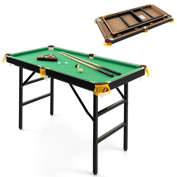 Table de Billard Pliable COSTWAY-2 Queues,2 Craies,16 Boules,Triangle ...