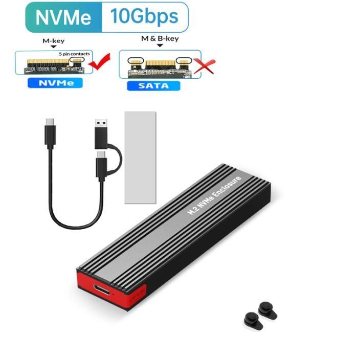 Boîtier M2 NVMe OTG--M.2 NVMe Boîtier USB3.1 Gen2 10gbps SSD NVMe M2 ...