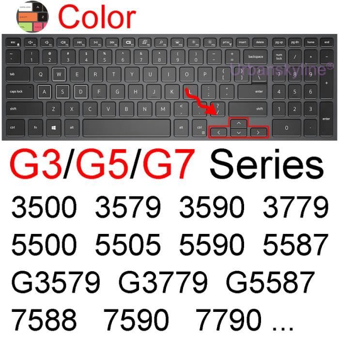 Couleur G3 G5 G7-G15 Couverture de Clavier pour Dell G16 Jeu G3 Pro G5 SE G715 16 17 7620 5510 ...