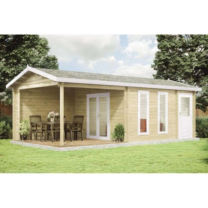Abri de jardin Nürnburg-44 ISO A Alpholz 8x4m naturel 44mm 31m² ...