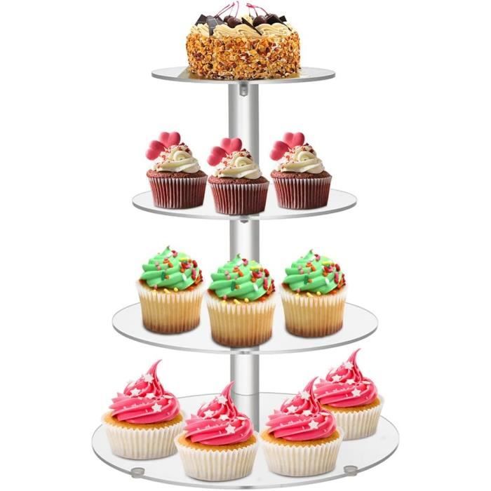 Support Gâteau Rond, Presentoir A Gateau En Acrylique À 4 Niveaux ...