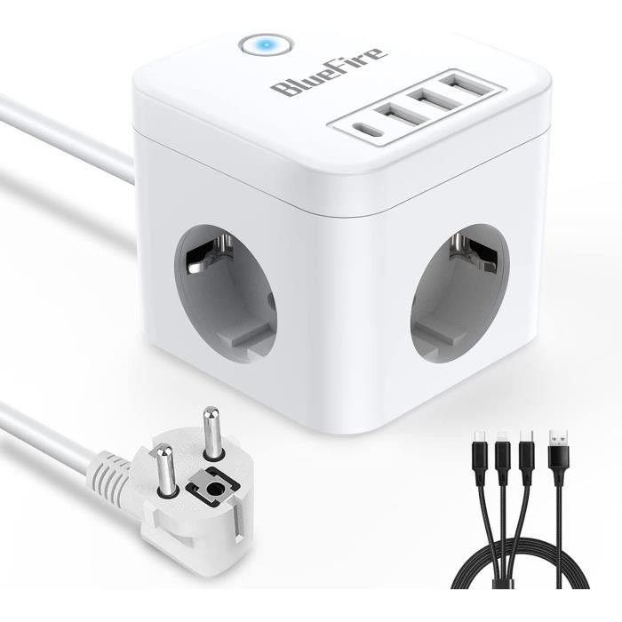 Prise Usb Multiple, Multiprise Electrique Cube Avec 3 Prises, 3 Usb Et ...