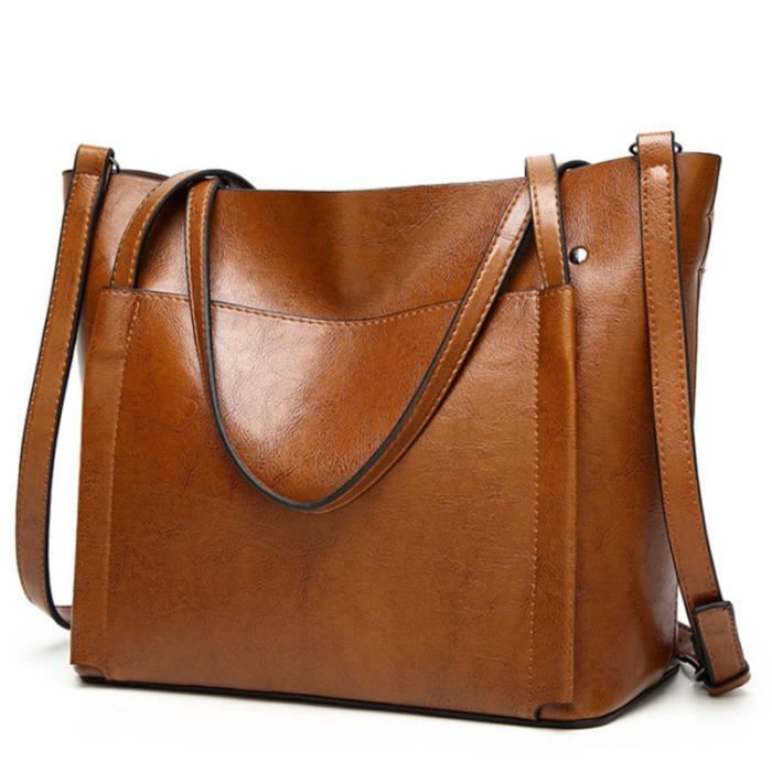 Sac à Main En Cuir De Mode Européenne Et Américaine Marron Ns