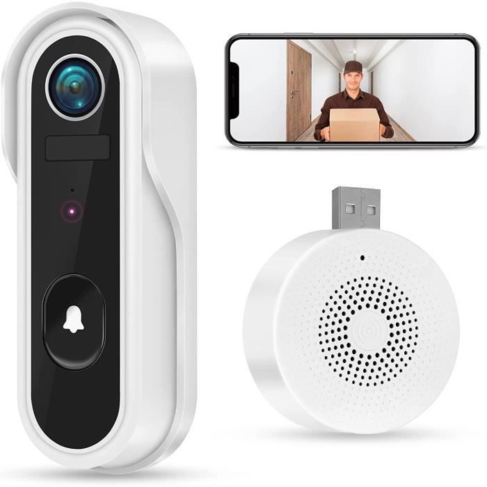 Sonnette sans Fil avec Caméra, 1080P Sonnette Video WiFi Exterieure ...