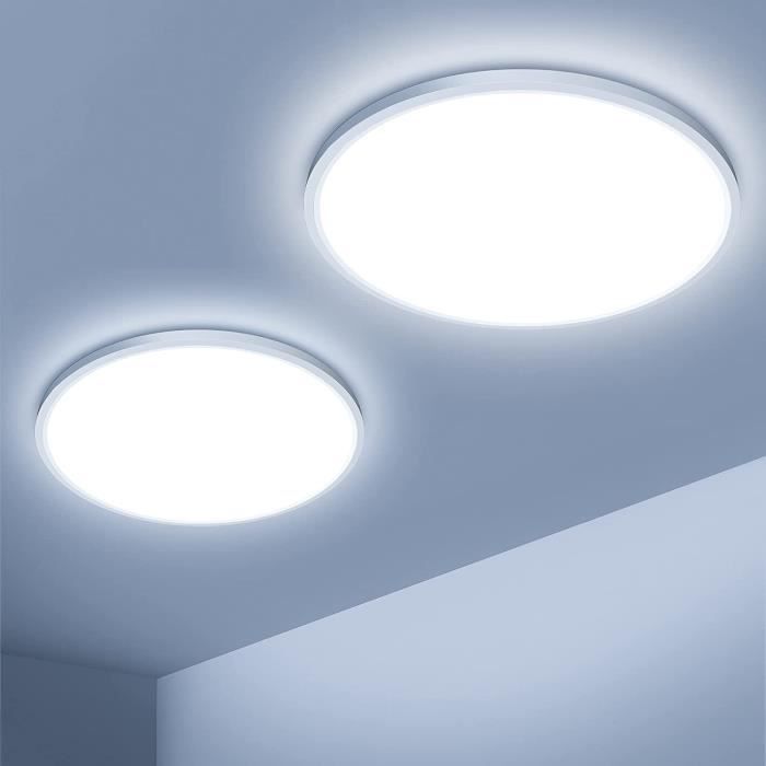 Lot de 2 Plafonnier LED Plat 24W, 2400LM Mince Lampe Plafond Moderne ...