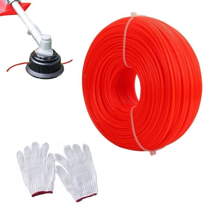 Fil Débroussailleuse 2.4mm x 100 M Fil Coupe Bordure Longue Vie Plus Grande Puissance de Coupe ...