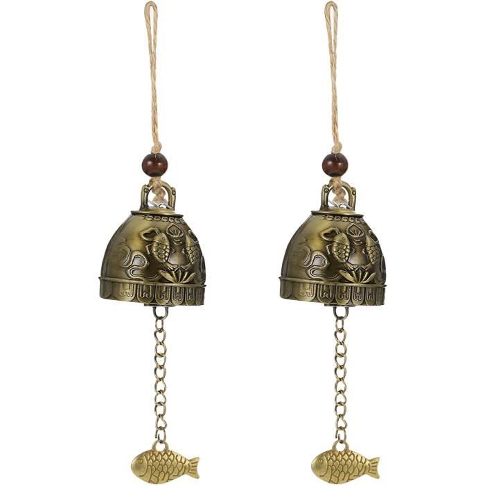 2 Pièces Chanceux Vent Carillons Feng Shui Vent Cloche Poissons Pendentif Accroché Cloche ...