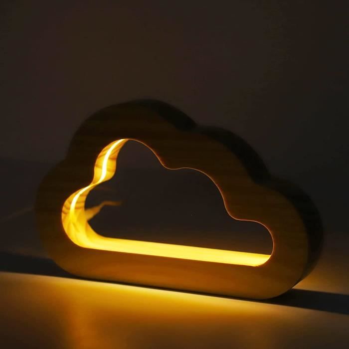 Forme De Nuage Sculpté Creux 3D En Bois Veilleuse Pour Enfants, Créatif ...