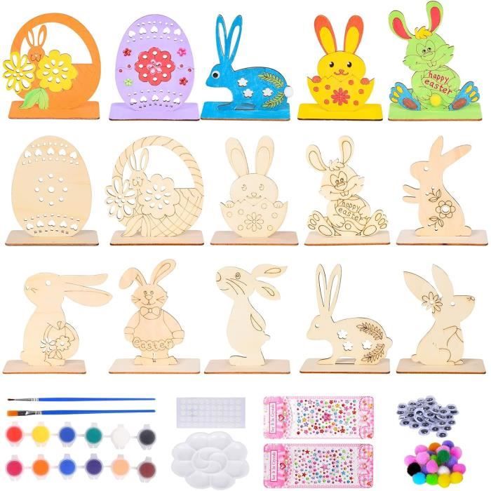 Lapin En Bois Décoration, Ornements En Bois De Pâques, Œufs De Pâques ...