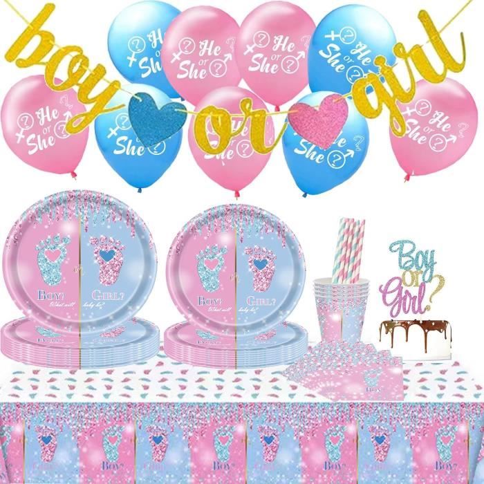 Gender Reveal Vaisselle, Baby Shower Vaisselle Boy Or Girl Kit Assiette ...