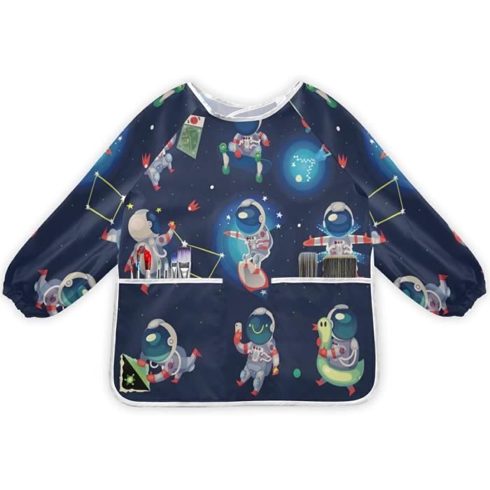 Dessin Animé De L'Espace Bébé Astronaute Tablier Pour Bébé Manches Longues Bavoirs D ...