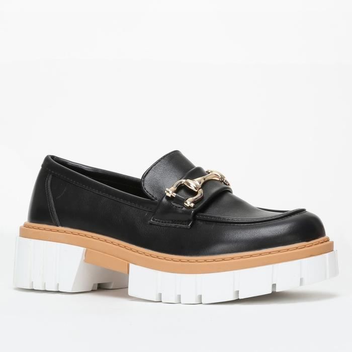 Mocassins Noires à Semelle Crantée Bicolore Noir Cdiscount Chaussures