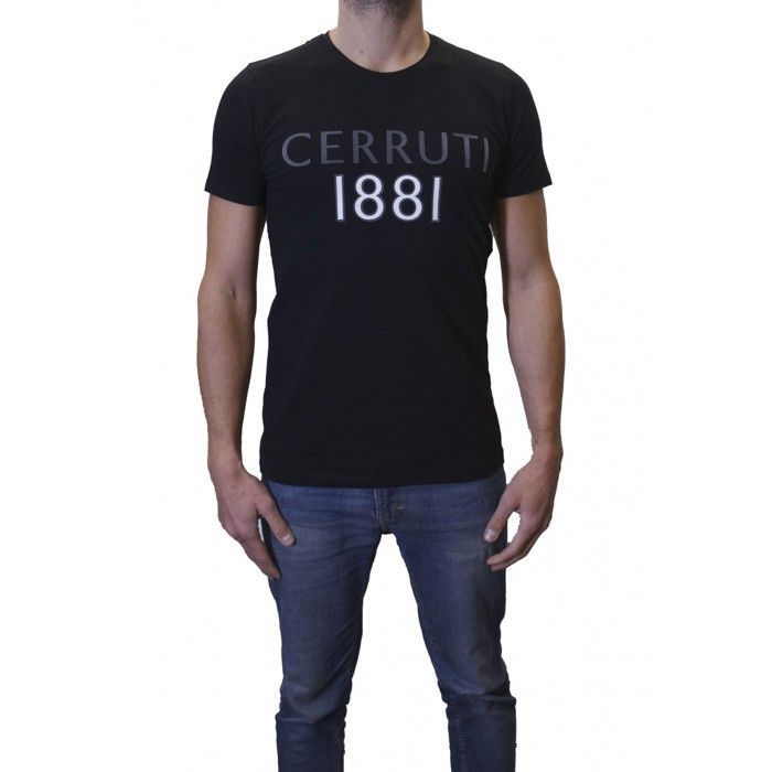 Cerruti 1881 T-shirt manches courtes col rond logo écriture Buffa Noir ...