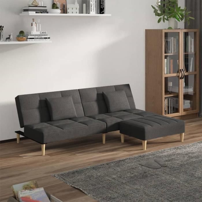 SEJOUR* Canapé Double - Canapé lit 2 places deux oreillers repose-pied ...