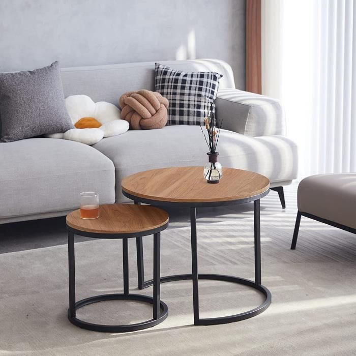 BenyLed Ensemble de Table Basse gigogne Ronde, Table d'extrémité de ...