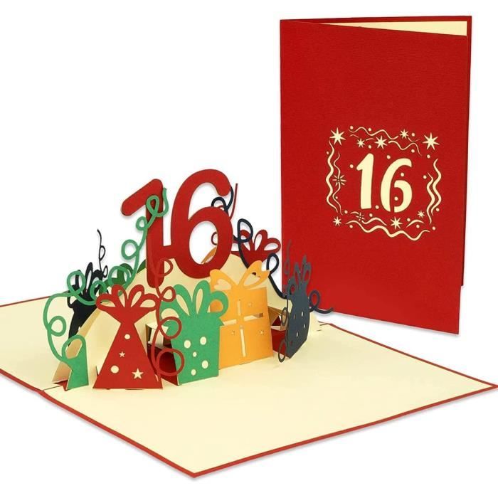 LINPopUp®, LIN17632, POP – Up Cartes 3D, 16 anniversaire, cartes POP up ...