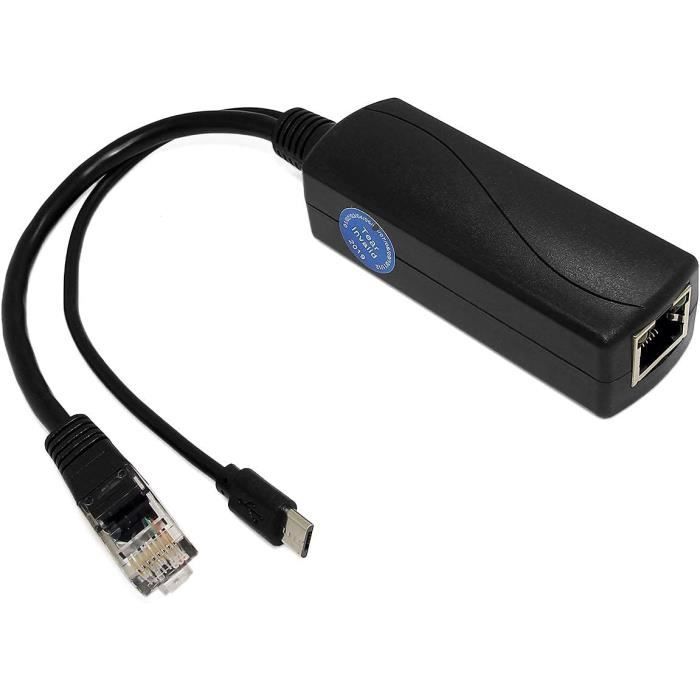 REVODATA Gigabit Micro USB PoE Splitter 5V-3A, 48V PoE vers Micro USB ...