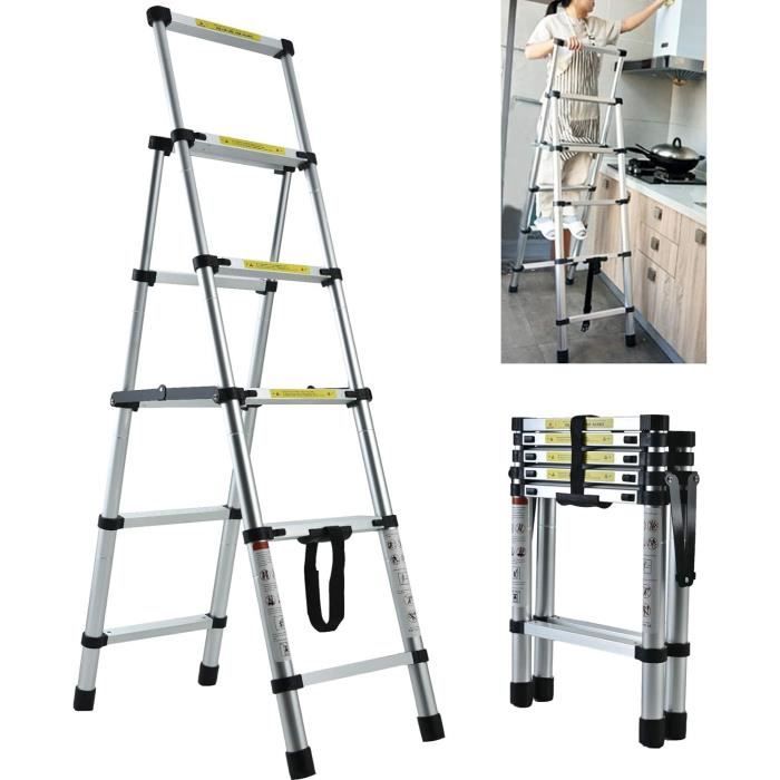 Escabeau télescopique 5 marches en alm ultra résistant capacité 150 kg ...