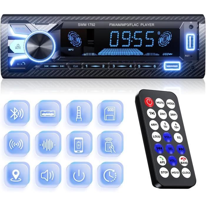 Rds Autoradio Bluetooth 5.1 Voiture 1 Din - 4X60W Poste Radio Voiture Bluetooth Avec ...