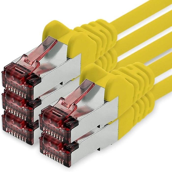 Câble Réseau Cat.6 10M Jaune - 5 X Câble Ethernet Câble Réseau Lankabel Cat6 Lan Sftp Pimf ...