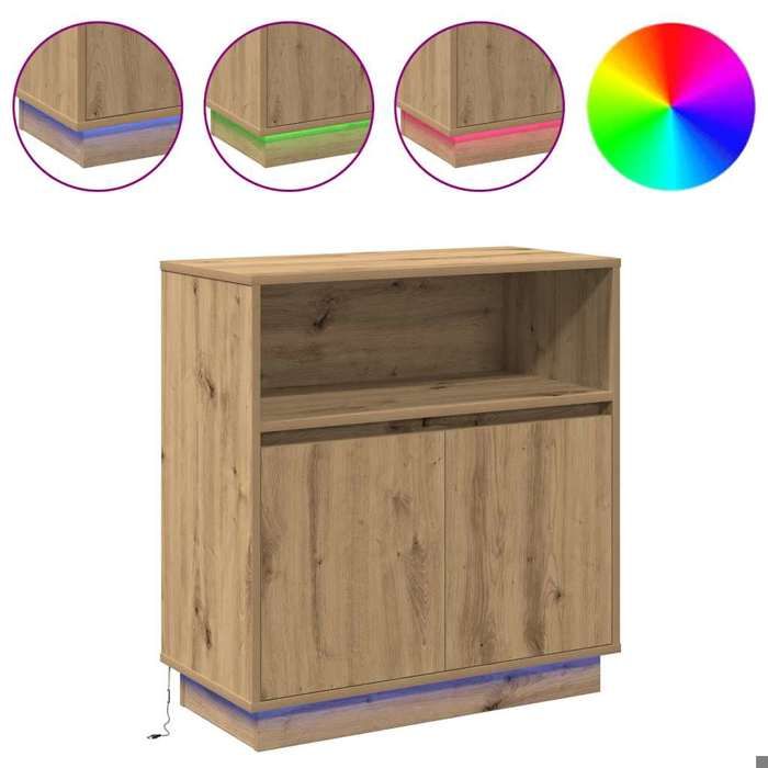 Buffet/Placard/Commode - 1 PC - pour Salon/Cuisine - LED Chêne ...