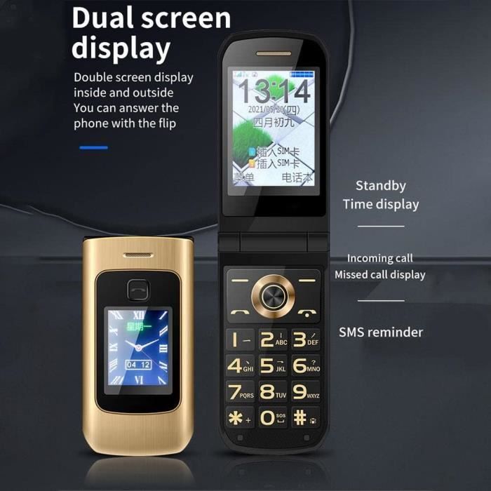 Téléphone Portable Débloqué mobile Senior Téléphone à Clapet avec ...