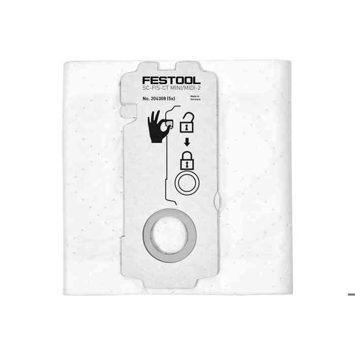 Lot de 5 sacs filtre SELFCLEAN SC-FIS-CT MINI/MIDI-2/5/CT15 - FESTOOL ...