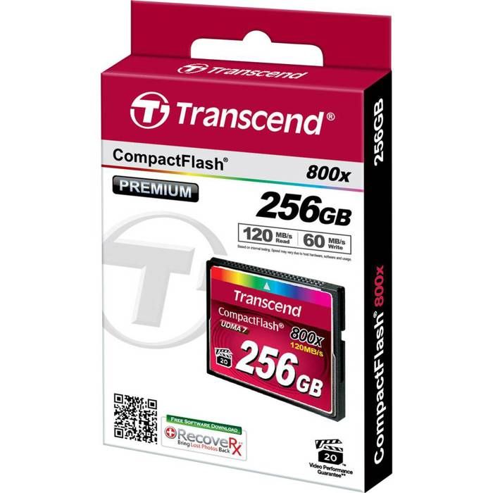 Carte mémoire flash - Transcend - 256 Go - 800x - CompactFlash - Noir ...