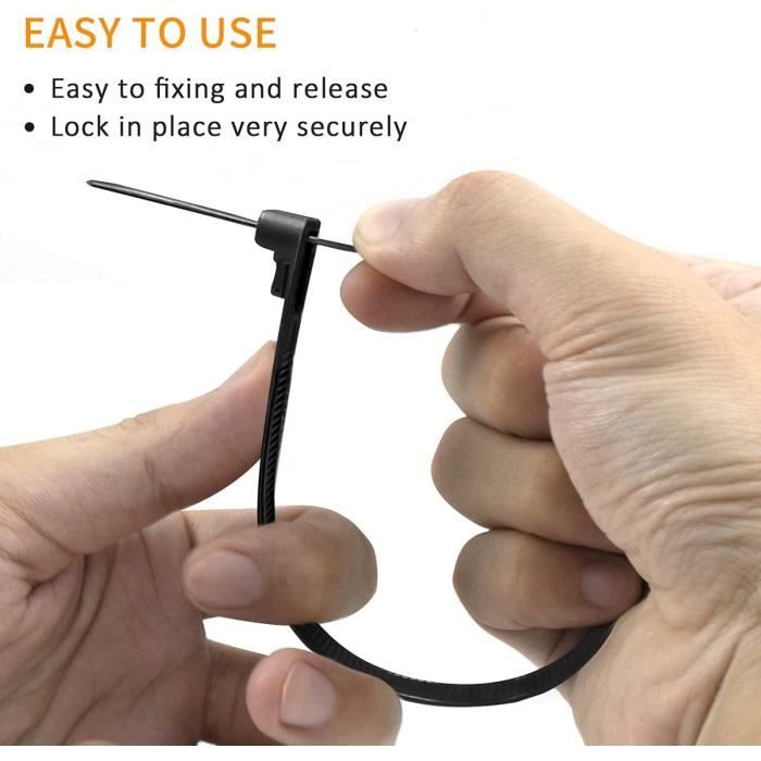 Collier de Serrage Réutilisables 100 Pièces Amovibles Attache Câble ...